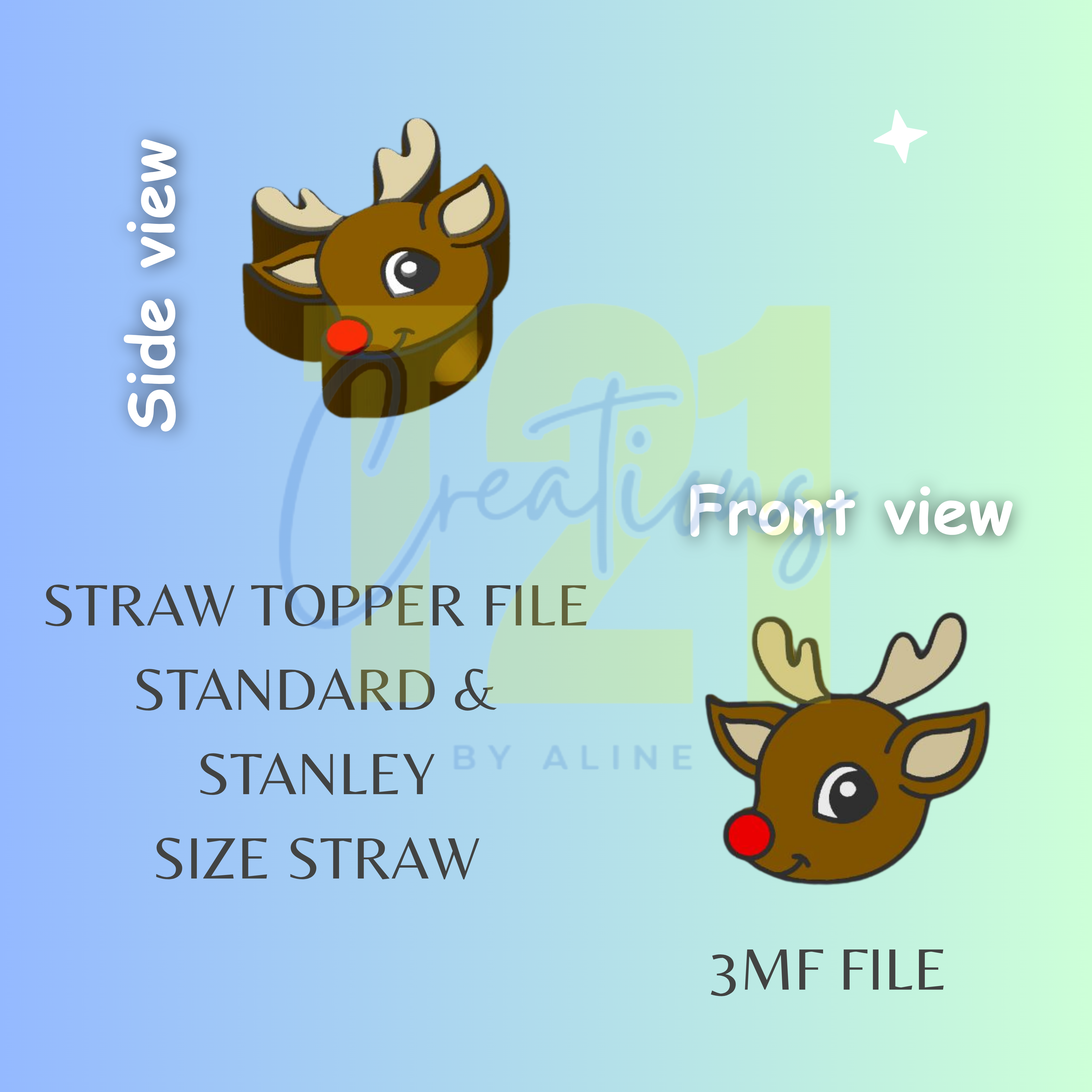 RED NOSE STRAW TOPPER STL FILE – T21 CREATIONS BY ALINE