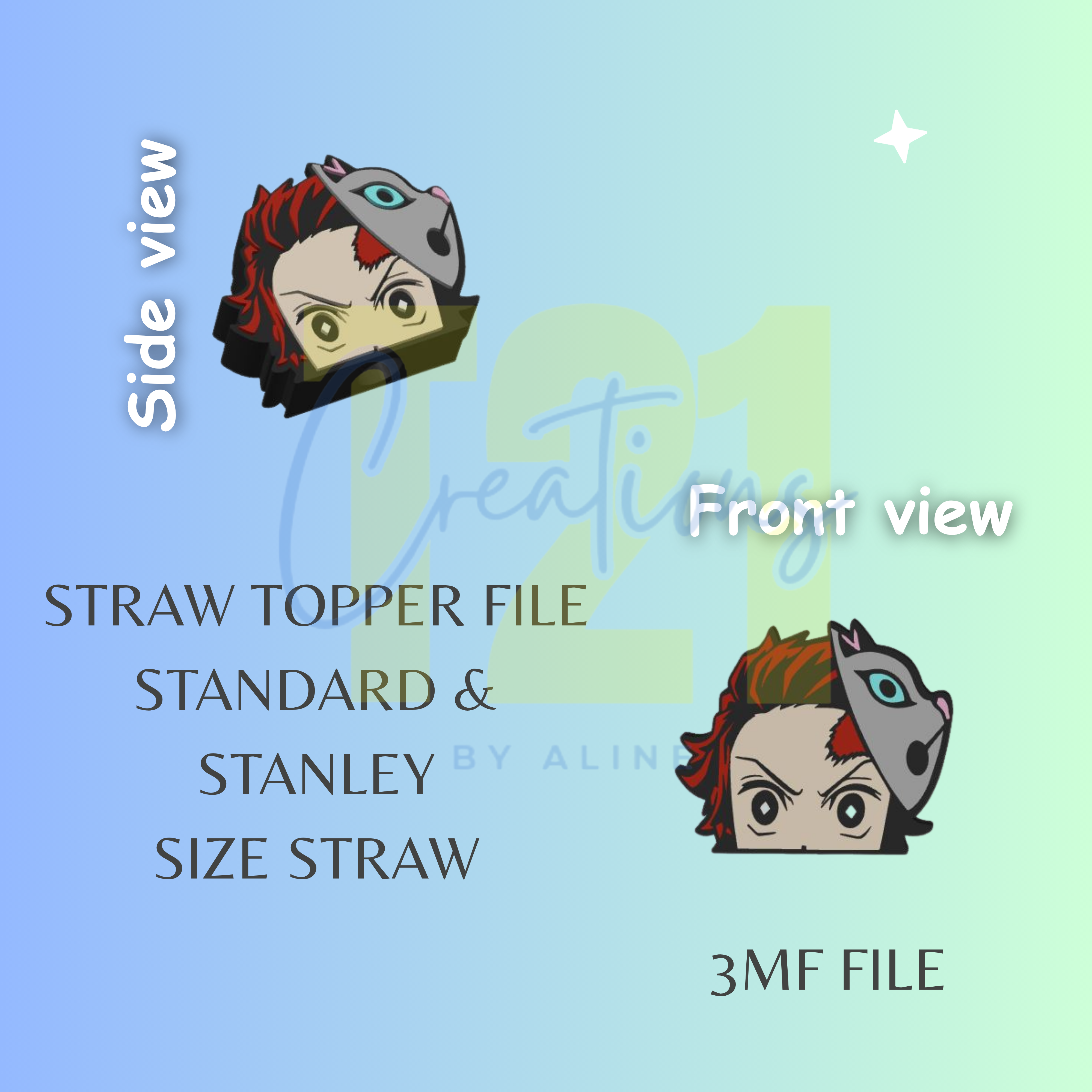 SLAY-ER STRAW TOPPER STL FILE – T21 CREATIONS BY ALINE
