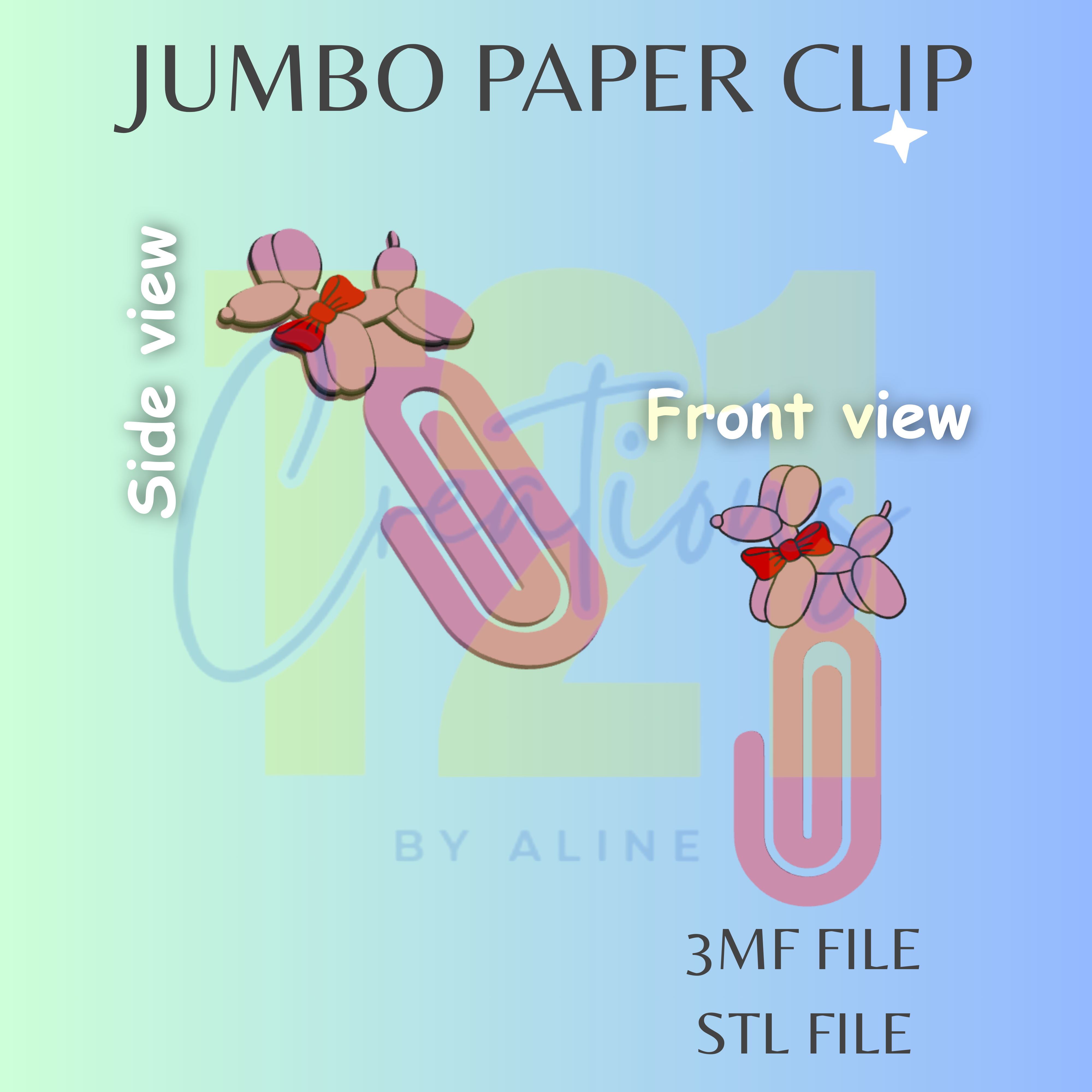 BALLON DOG JUMBO PAPER CLIP STL FILE – T21 CREATIONS BY ALINE