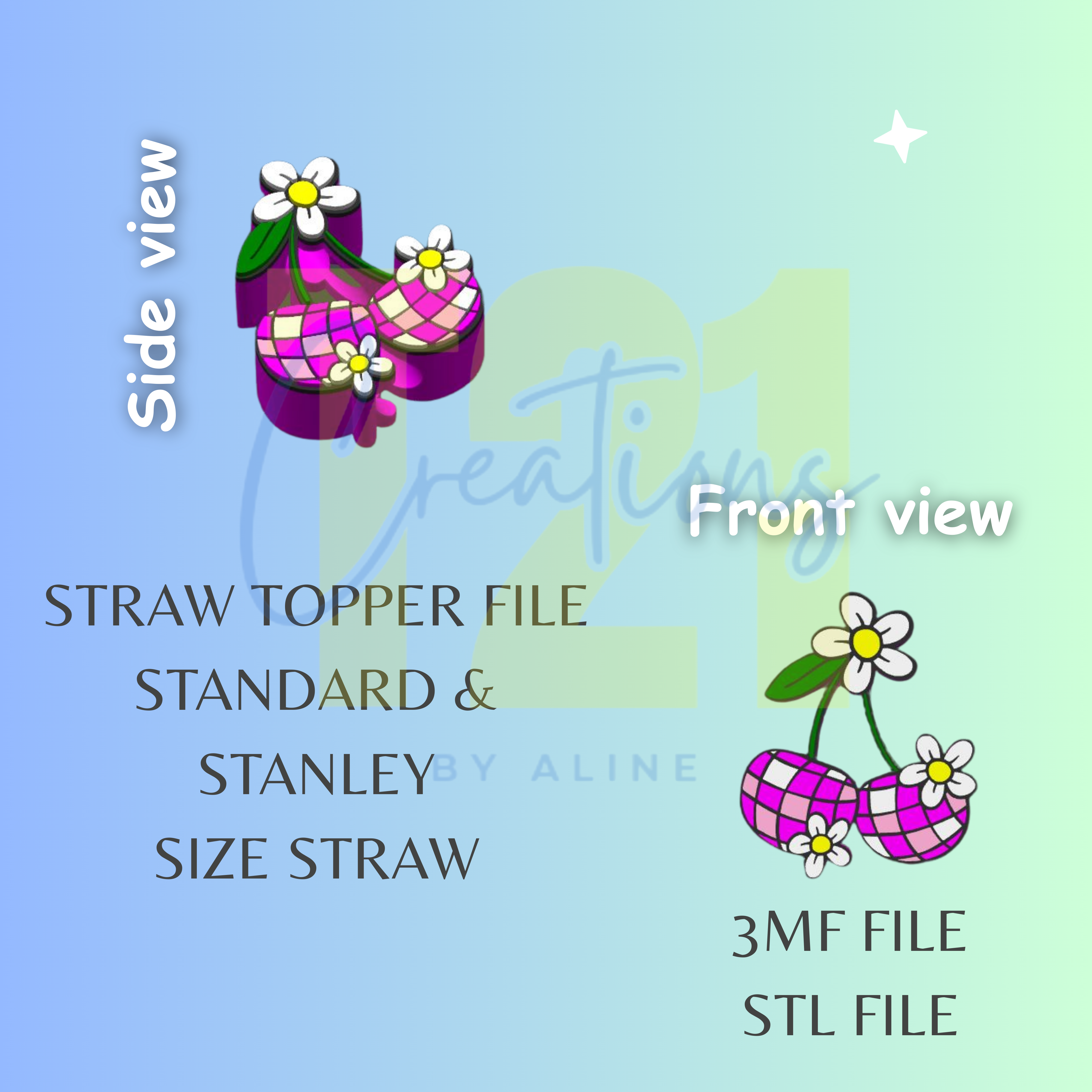DISCO CHERRIES TOPPER STL FILE – T21 CREATIONS BY ALINE