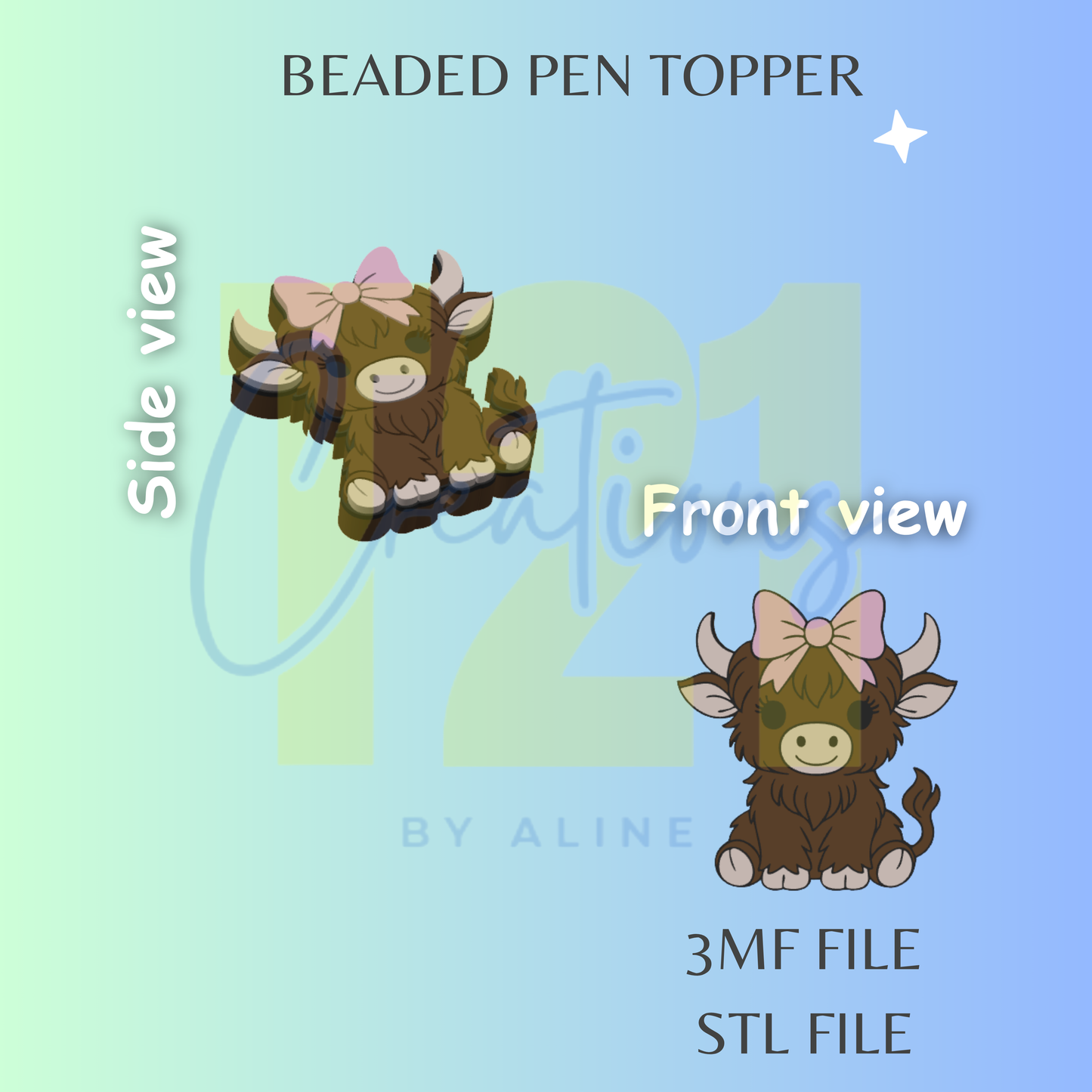 COQUETTE COW PEN TOPPER STL FILE – T21 CREATIONS BY ALINE