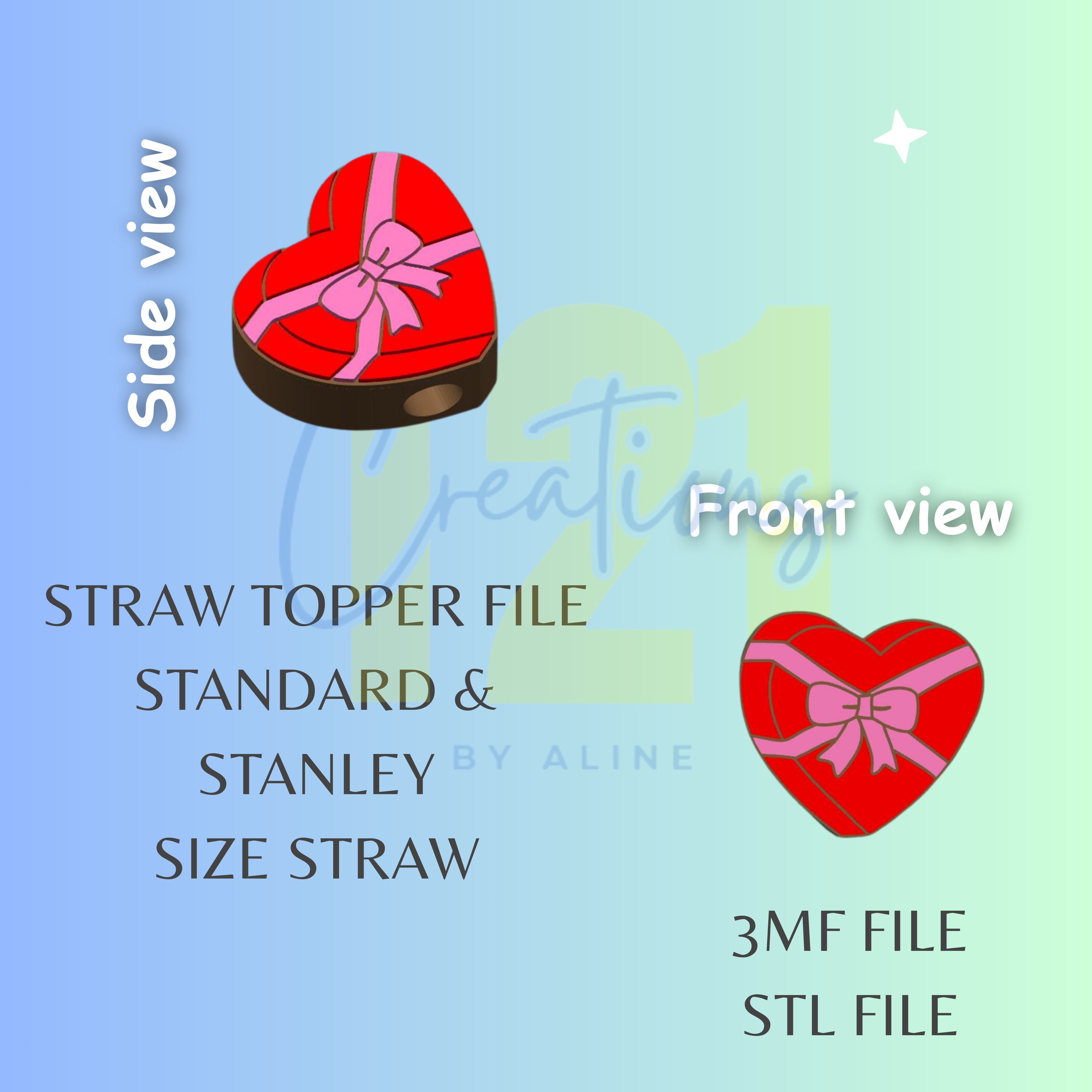 CHOCOLATE BOX STRAW TOPPER STL FILE – T21 CREATIONS BY ALINE