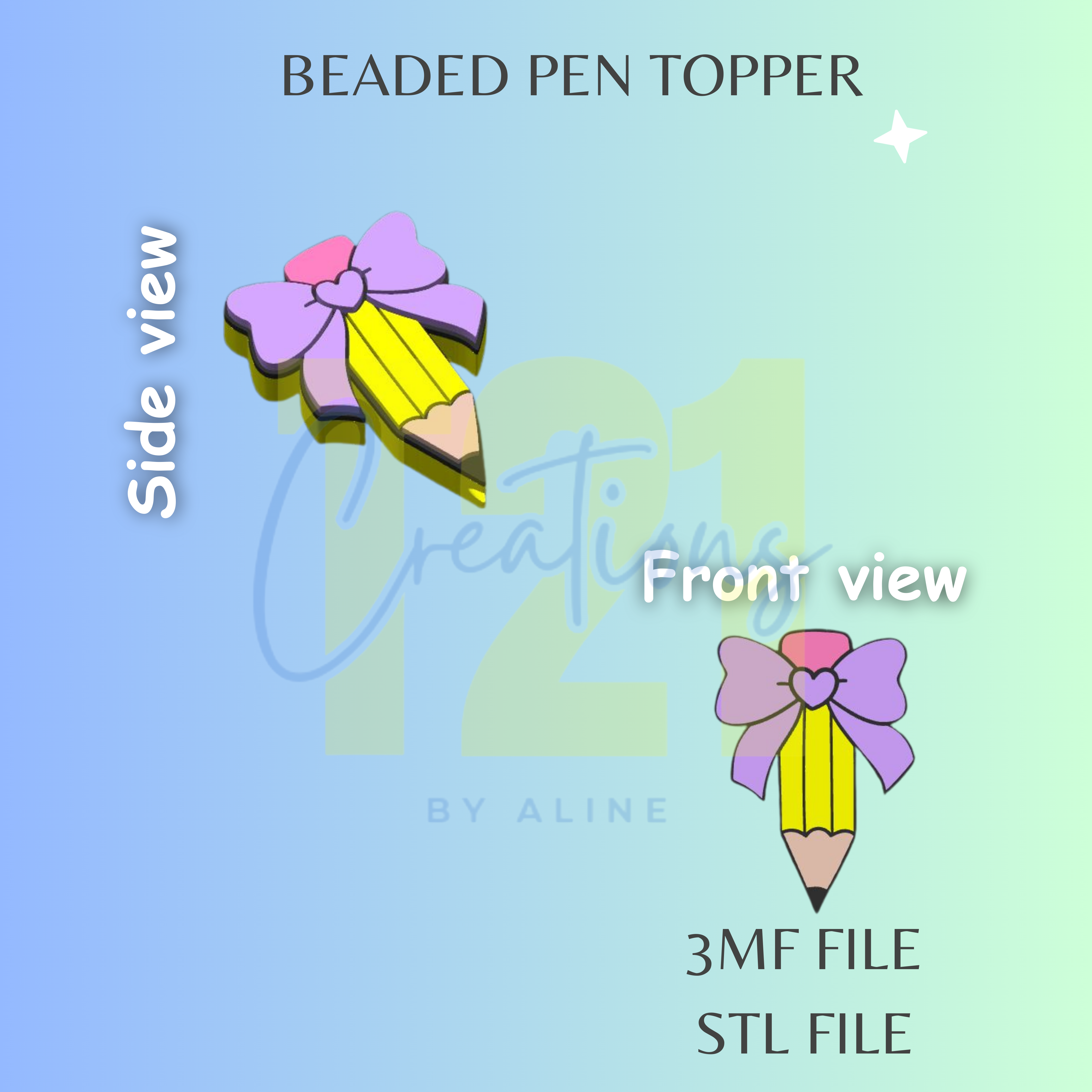 PENCIL PEN TOPPER STL FILE – T21 CREATIONS BY ALINE