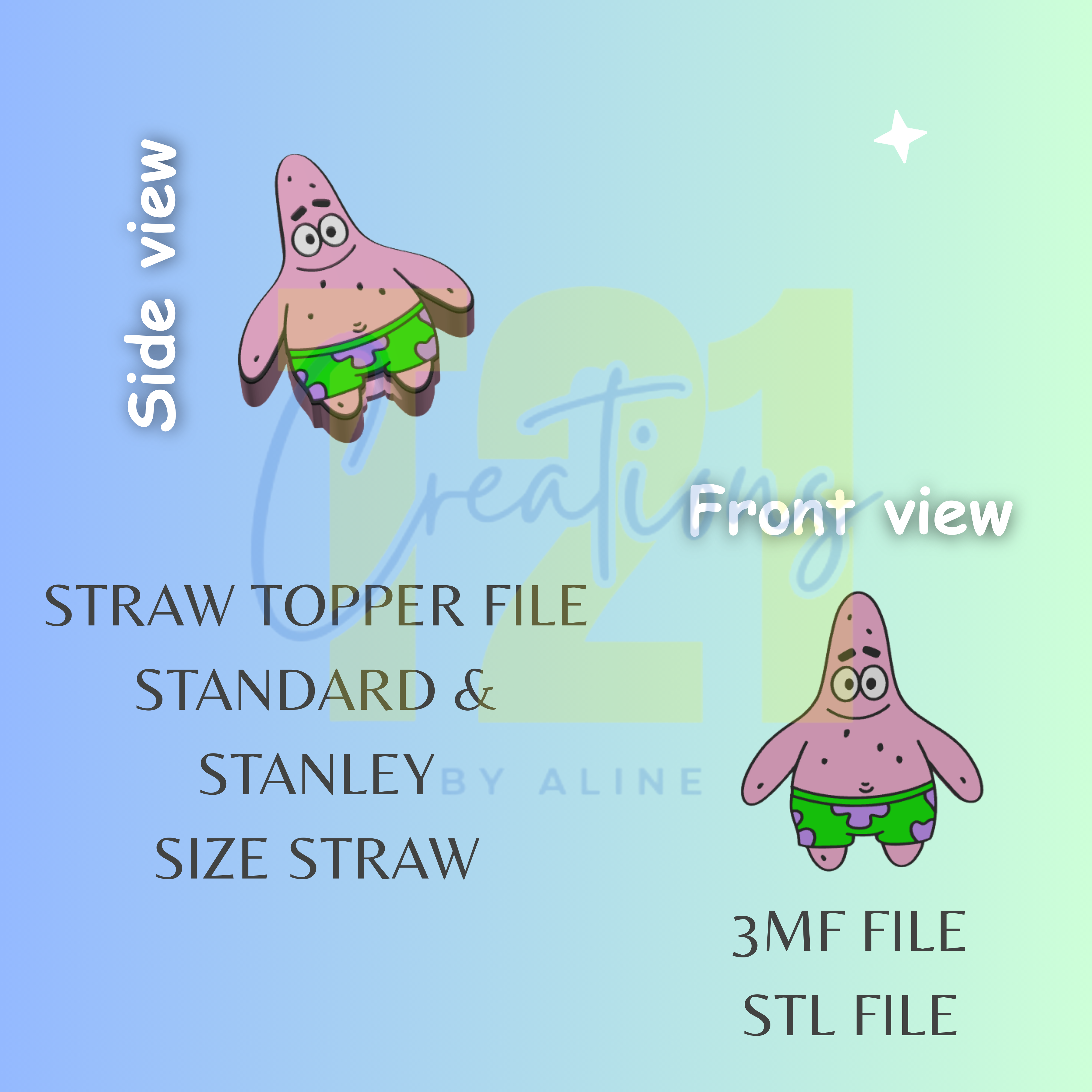 STARFISH STRAW TOPPER STL FILE – T21 CREATIONS BY ALINE