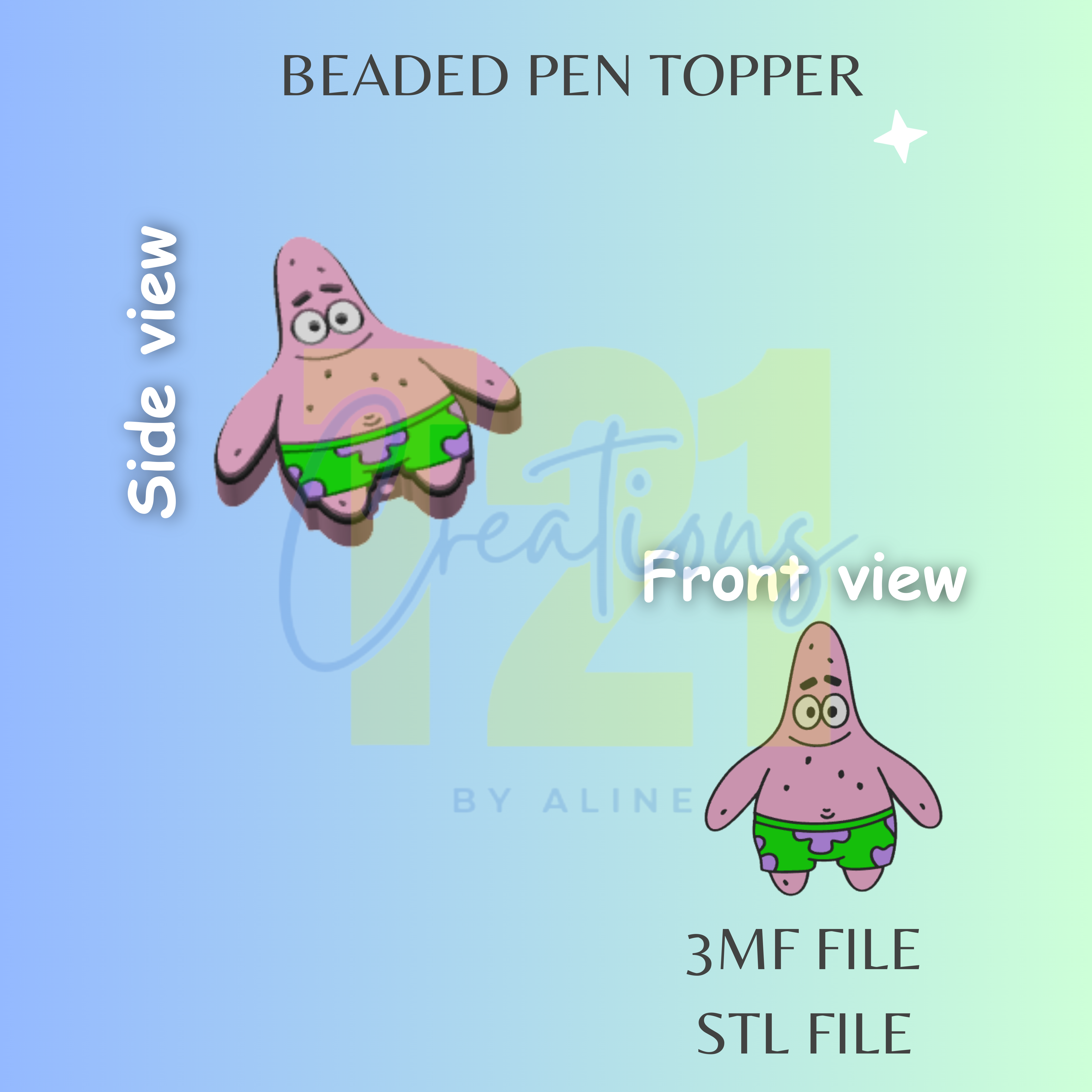 STARFISH PEN TOPPER STL FILE – T21 CREATIONS BY ALINE