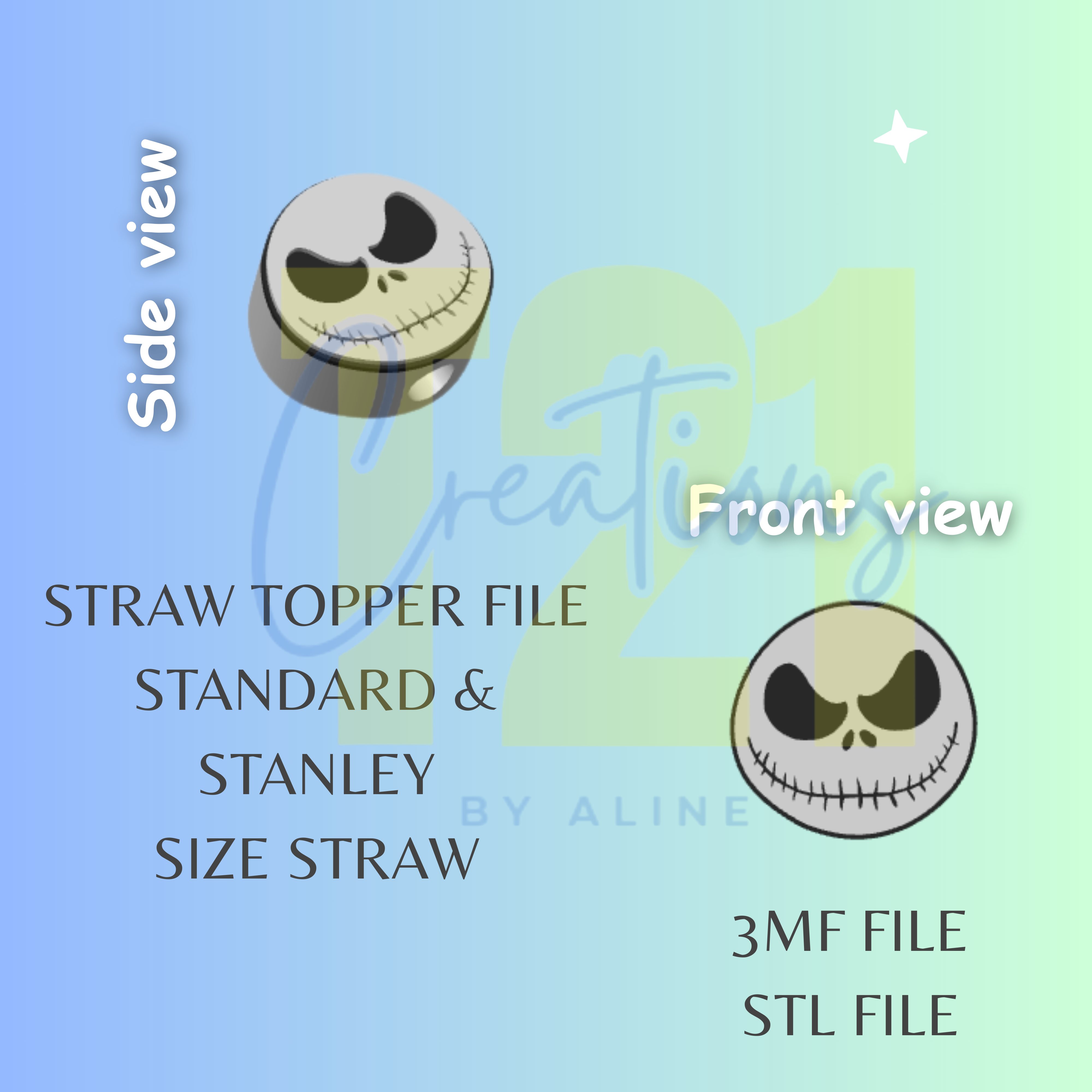 SKELETON STRAW TOPPER STL FILE – T21 CREATIONS BY ALINE