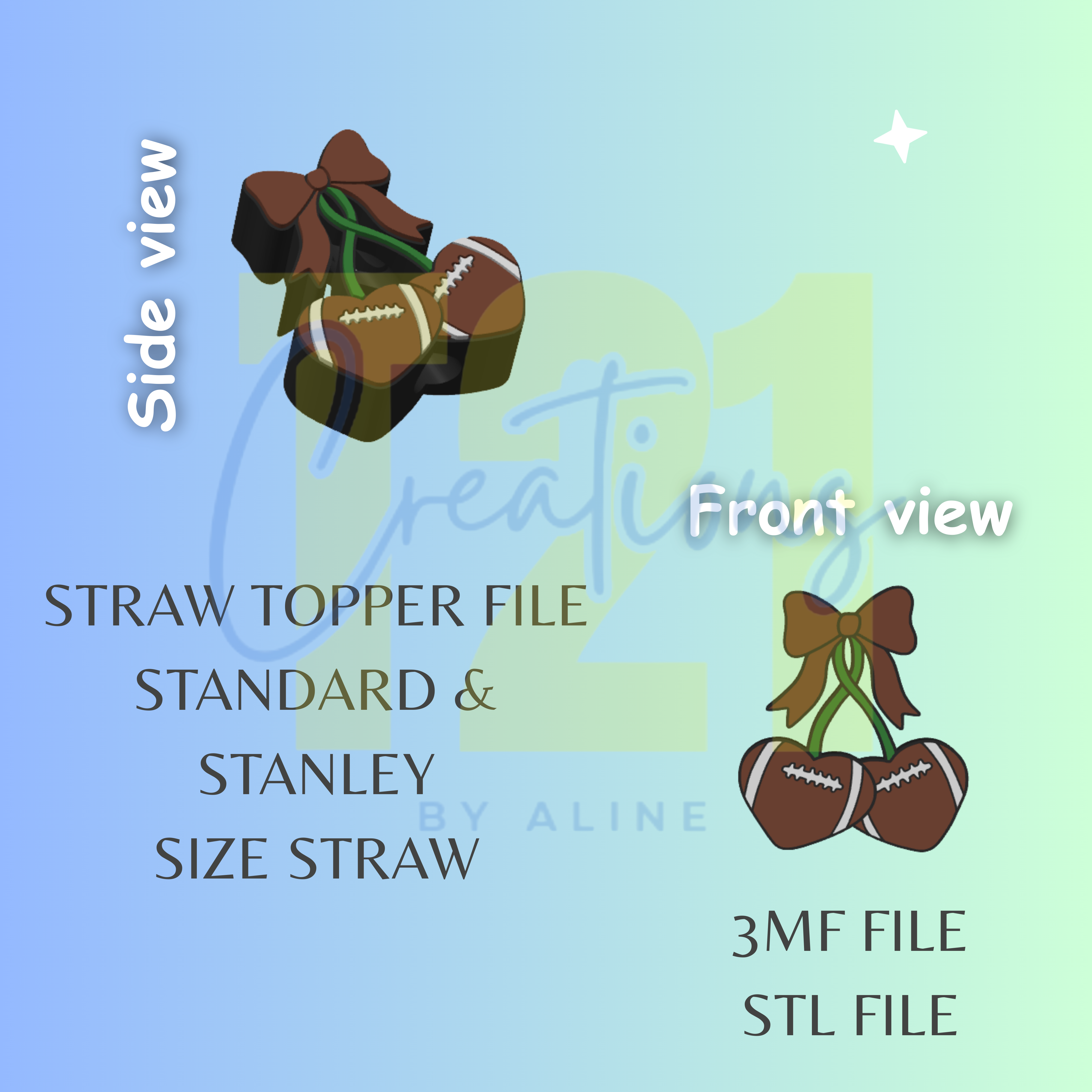 FOOTBALL CHERRIES STRAW TOPPER STL FILE – T21 CREATIONS BY ALINE
