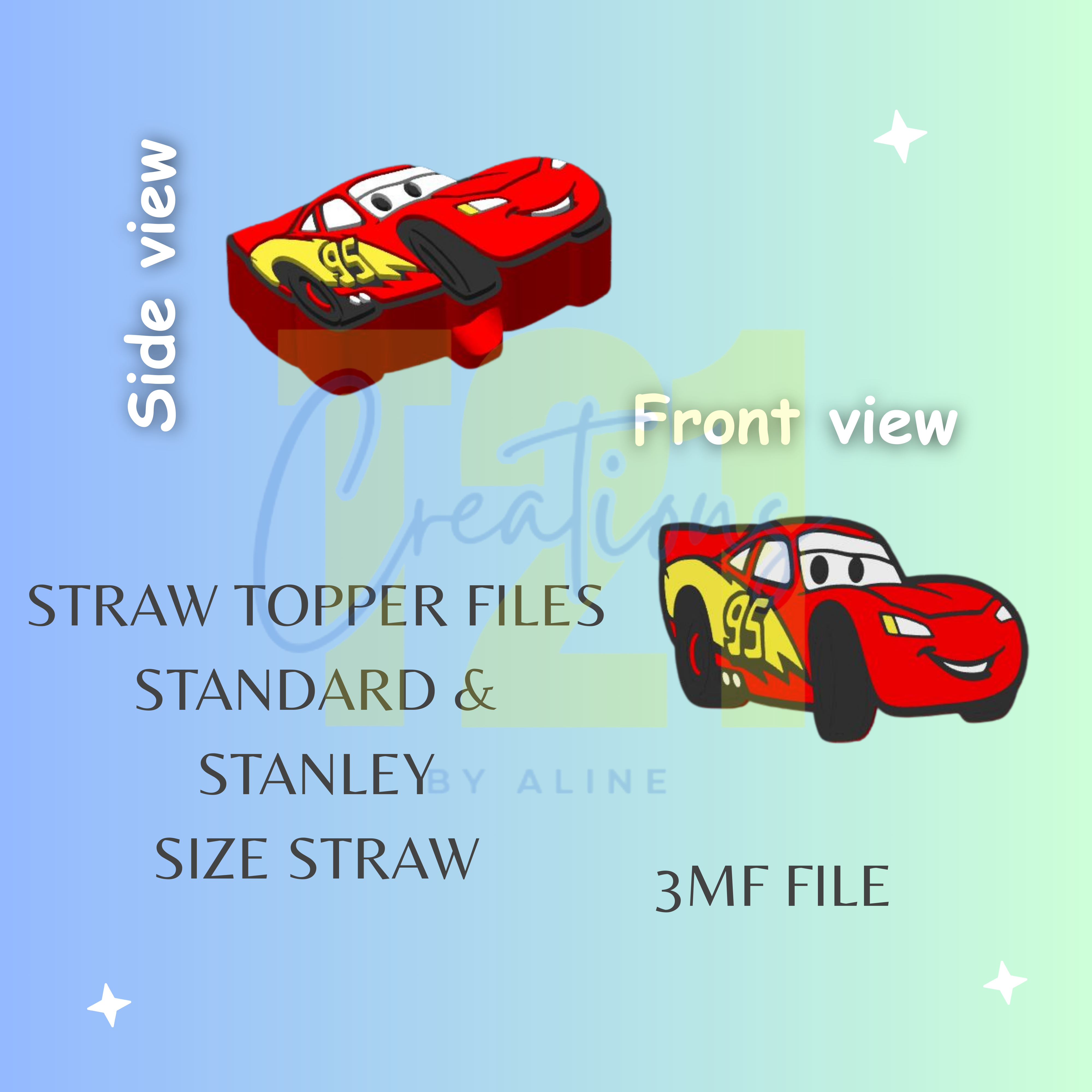 RED CAR STRAW TOPPER STL FILE – T21 CREATIONS BY ALINE