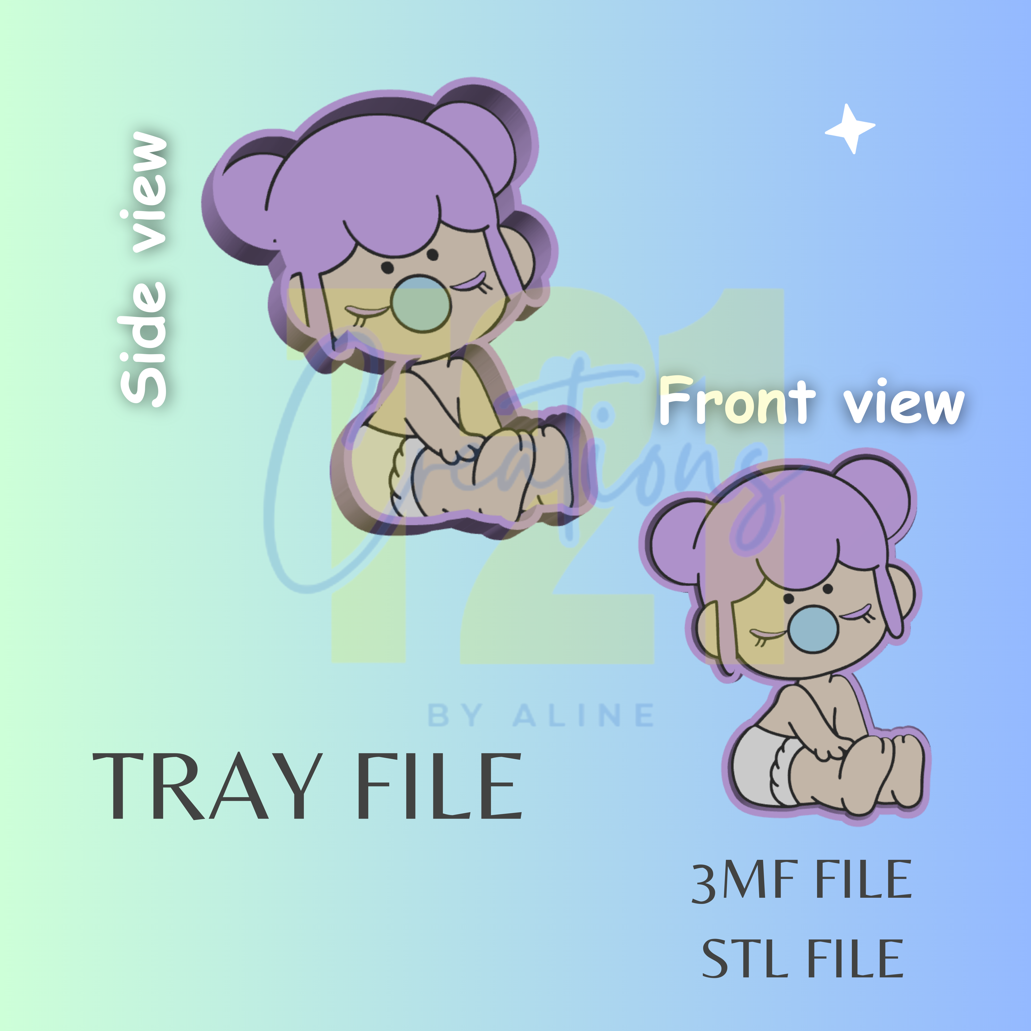 BABY GIRL TRAY STL FILE – T21 CREATIONS BY ALINE