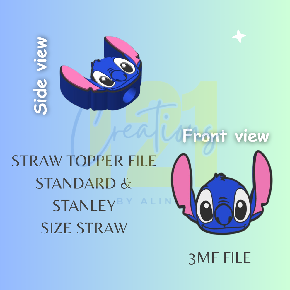 BLUE ALIEN STRAW TOPPER STL FILE – T21 CREATIONS BY ALINE