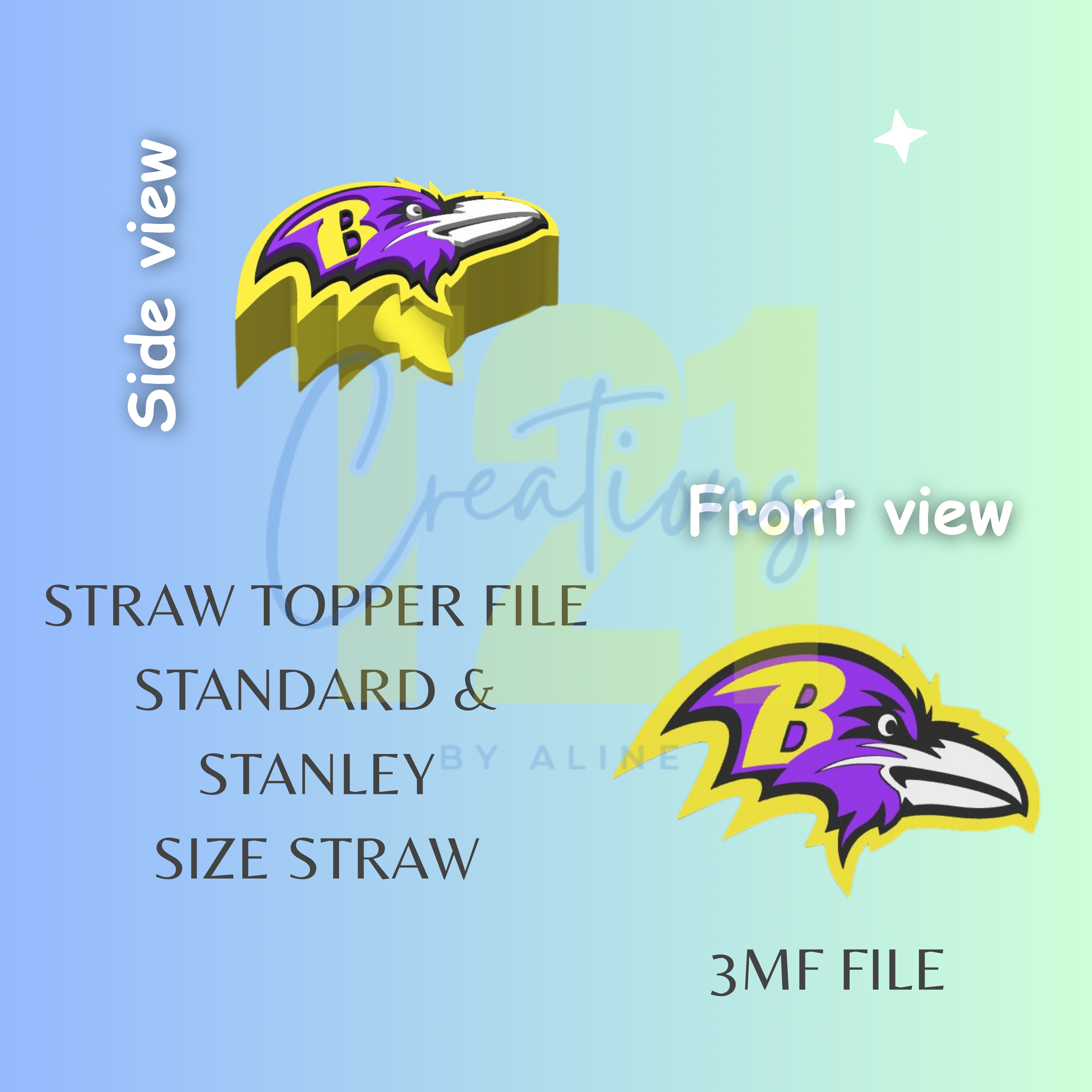 RA-VENS STRAW TOPPER STL FILE – T21 CREATIONS BY ALINE