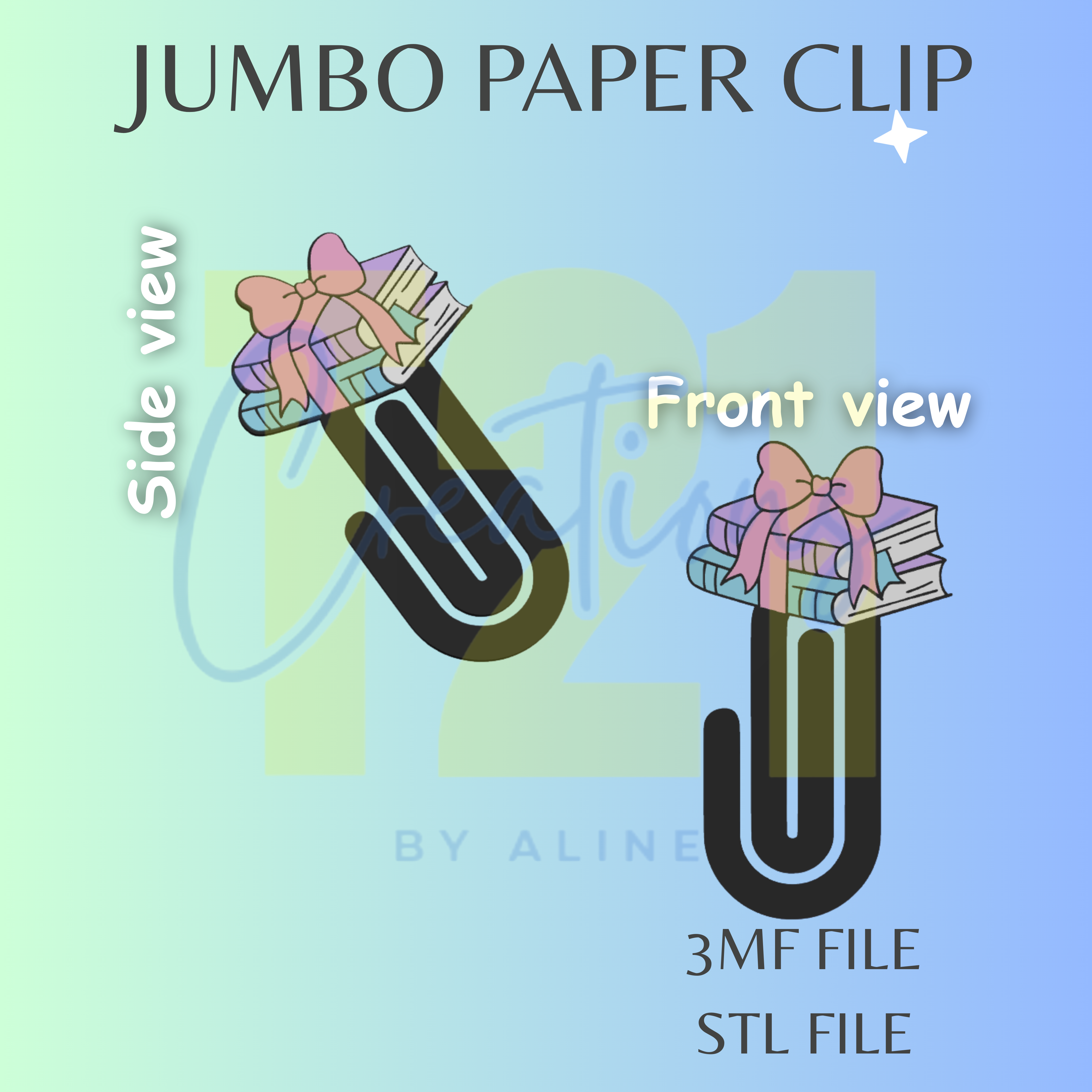BOOKS JUMBO PAPER CLIP STL FILE – T21 CREATIONS BY ALINE