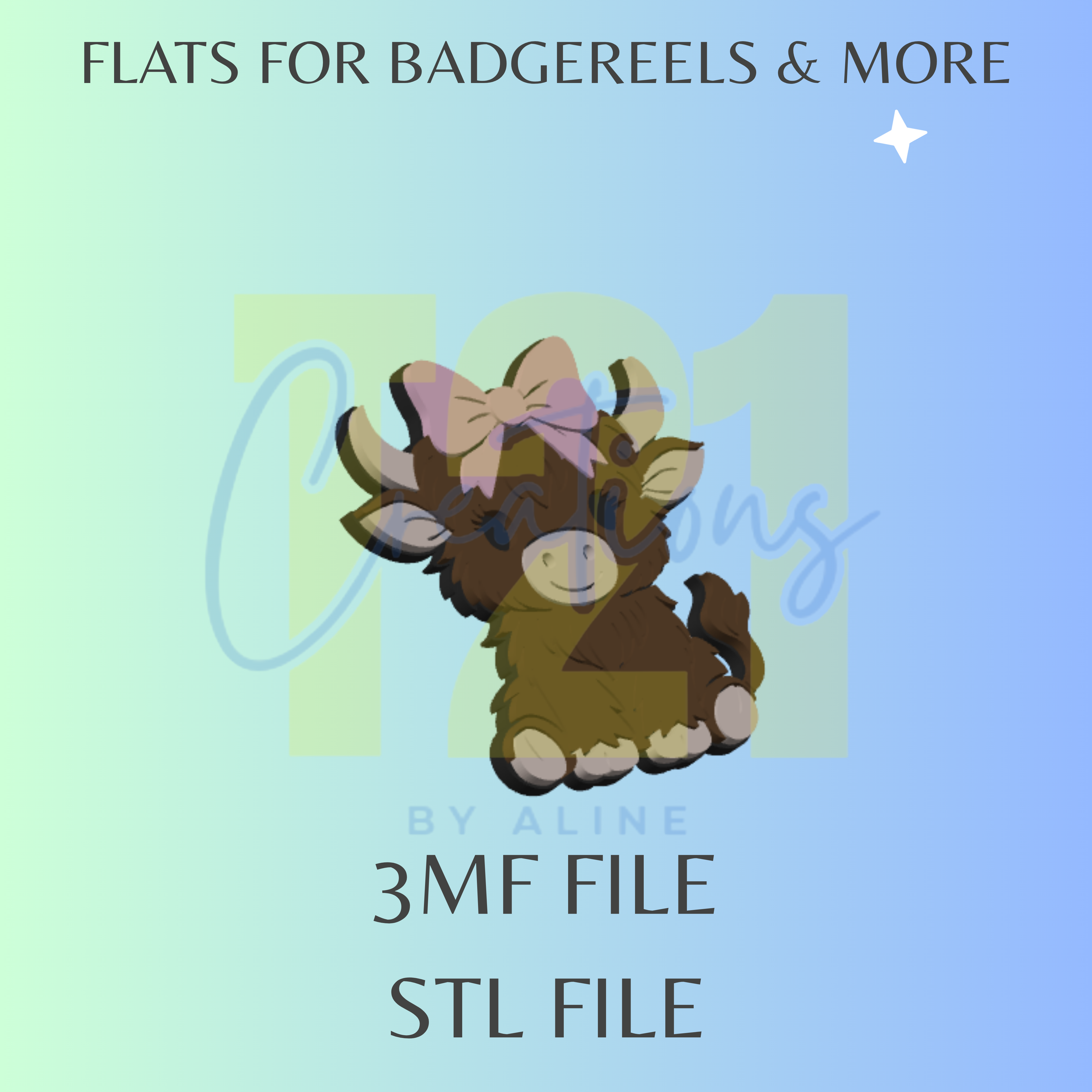COQUETTE COW FLAT STL FILE – T21 CREATIONS BY ALINE